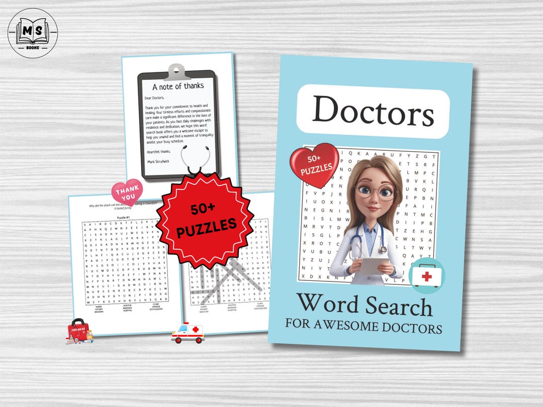 Doctors Word Search Puzzle Book: Printable Puzzles, Related to Doctors ...