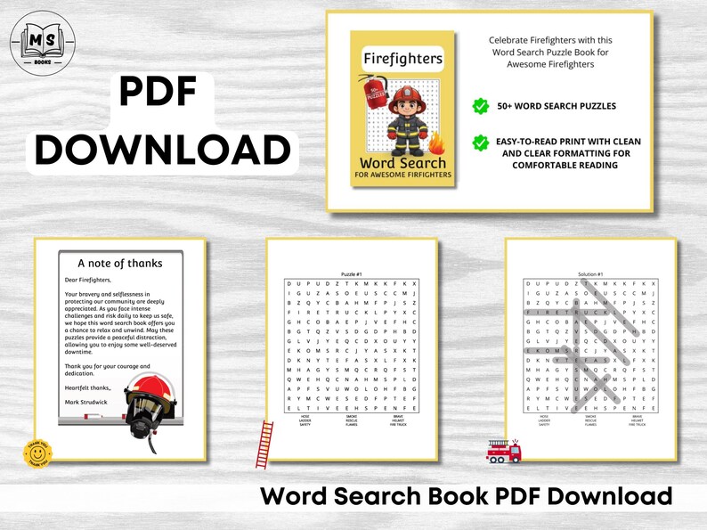 Firefighters Word Search Puzzle Book: Printable Puzzles, Related to ...