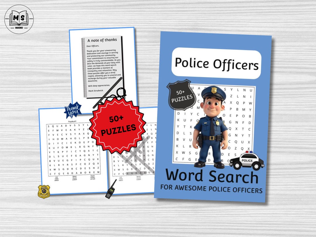 Police Officers Word Search Puzzle Book: Printable Puzzles, Related to ...