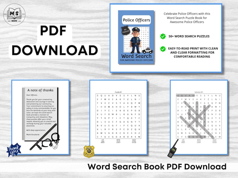 Police Officers Word Search Puzzle Book: Printable Puzzles, Related to ...