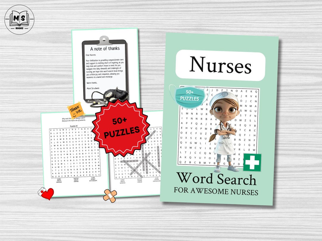 Nurses Word Search Puzzle Book: Printable Puzzles, Related to Nurses ...