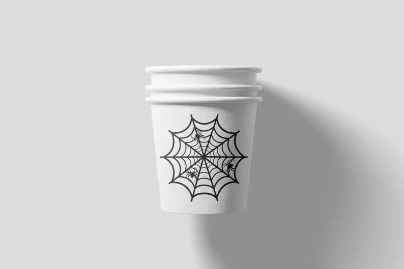 Spiderweb With Spiders Clipart: Black and White Design (digital ...