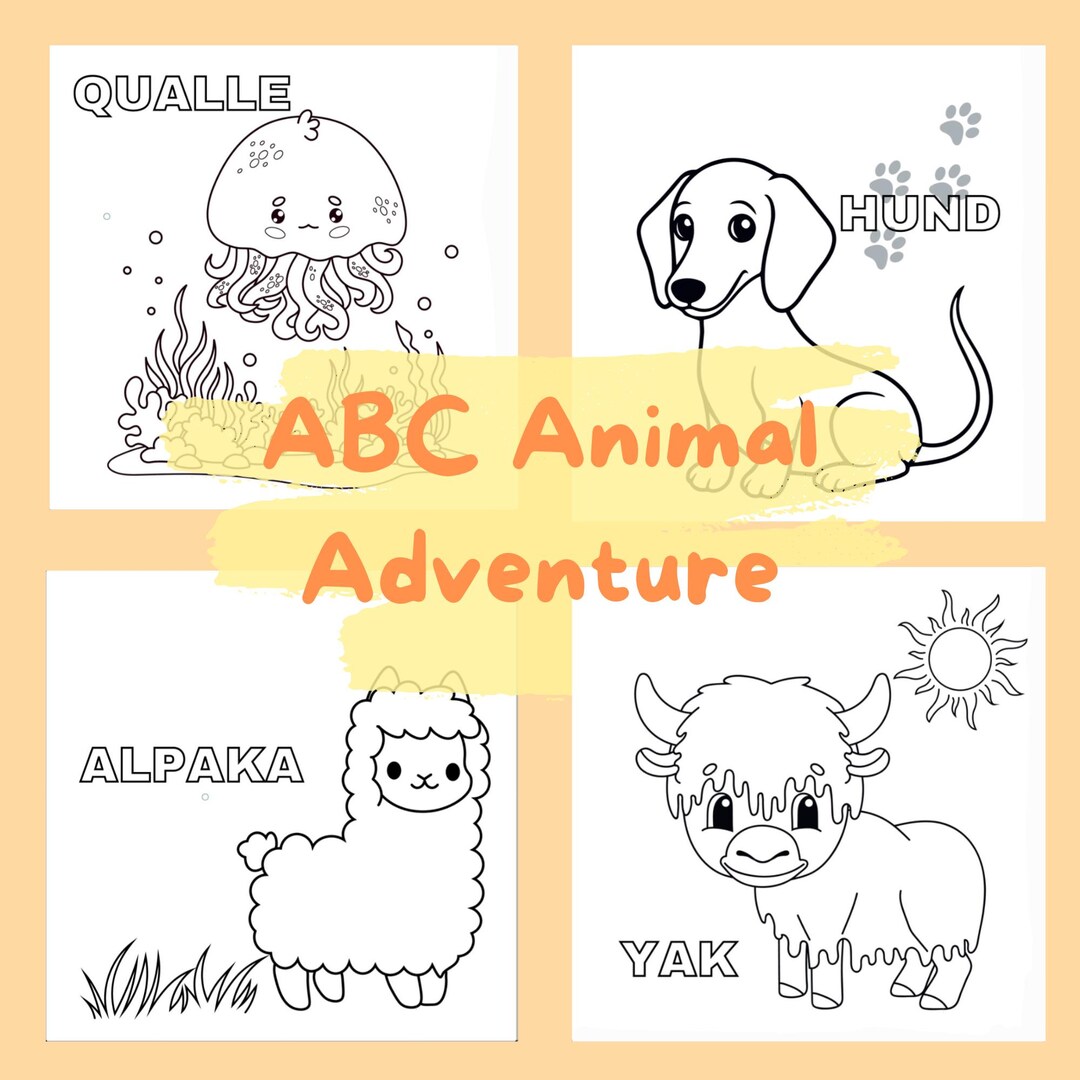 ABC Animal Adventure Coloring Book for Children - Etsy