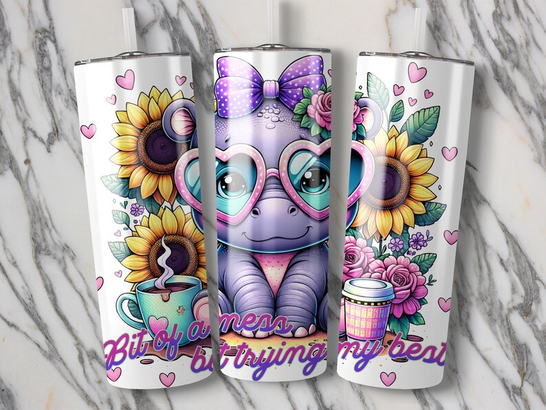 Baby Hippo Tumbler Wrap PNG: Digital Download Seamless 20oz Skinny ...