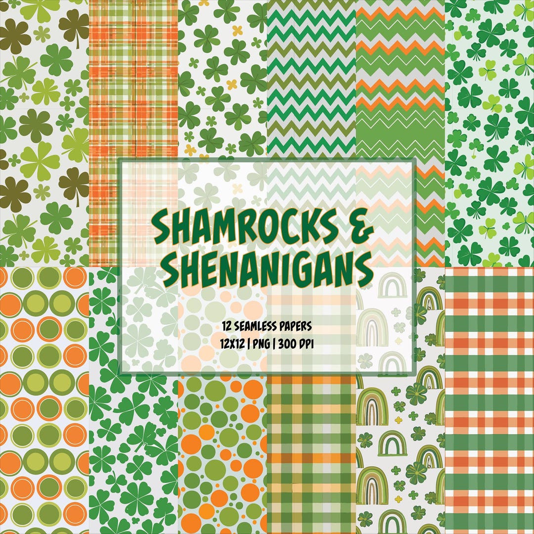 Shamrock and Shenanigans Digital Background Paper, 12 St. Patty's Day ...