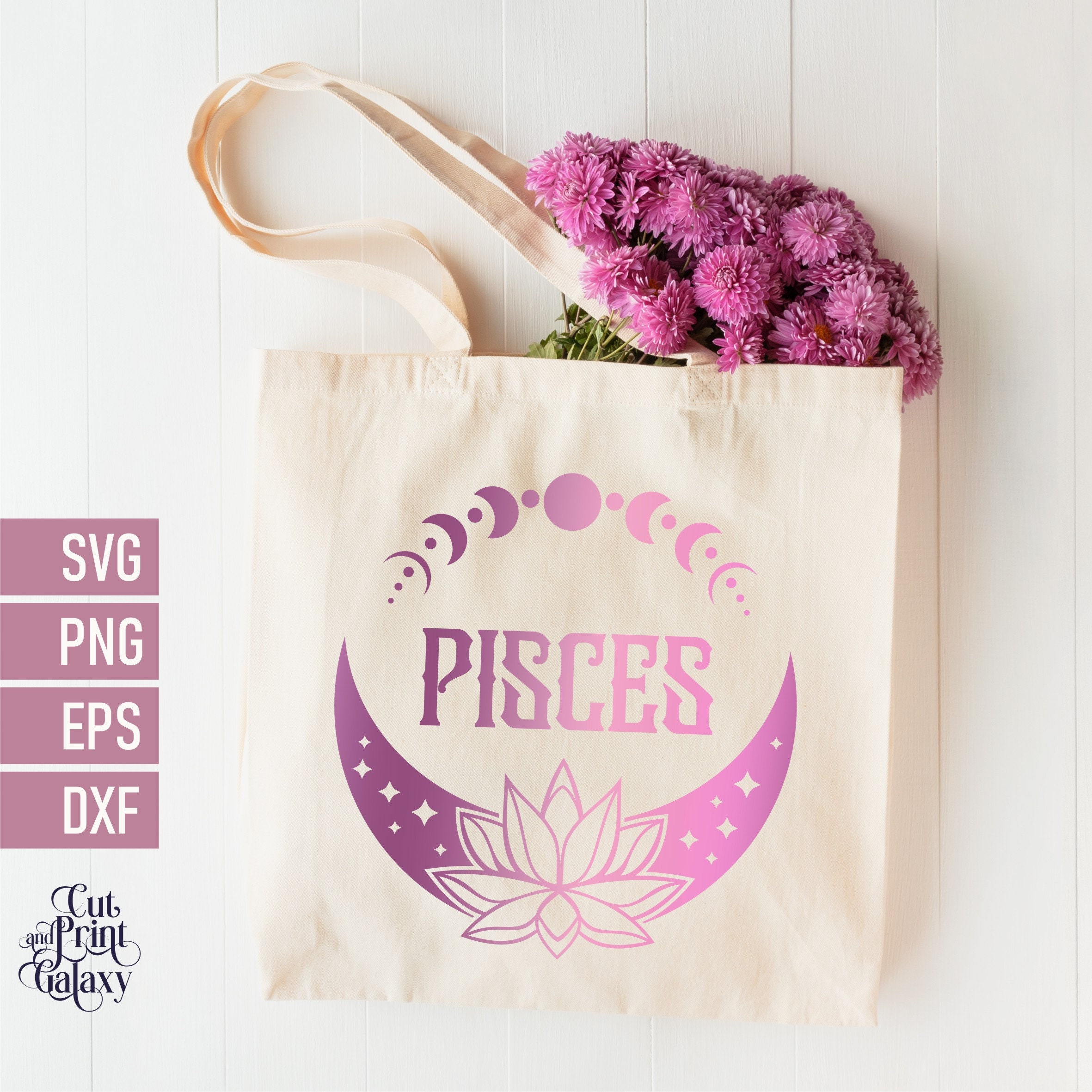 Pisces Svg Pisces Png Moon Svg Celestial Svg Mystical - Etsy