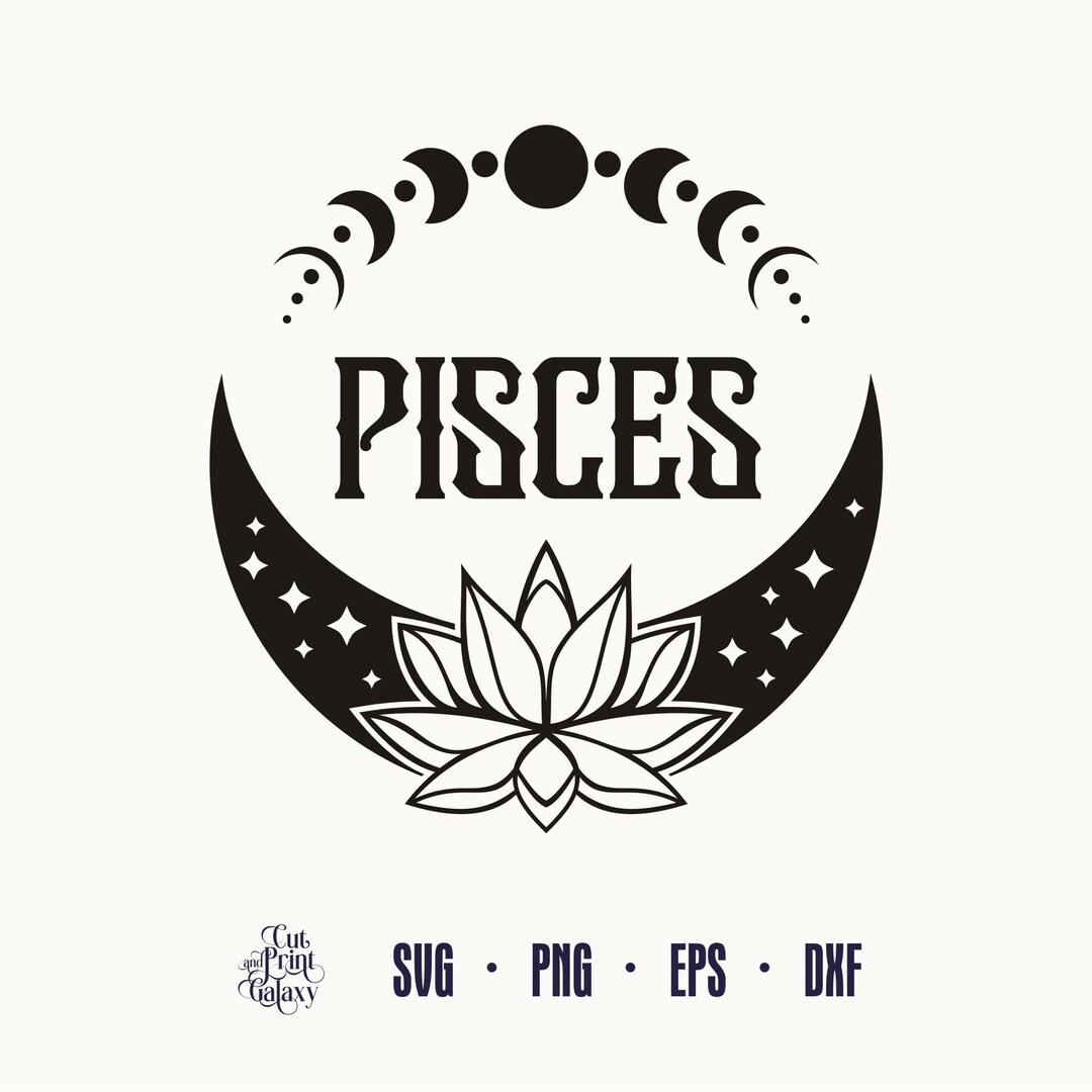 Pisces Svg | Pisces Png | Moon Svg | Celestial Svg | Mystical Svg ...