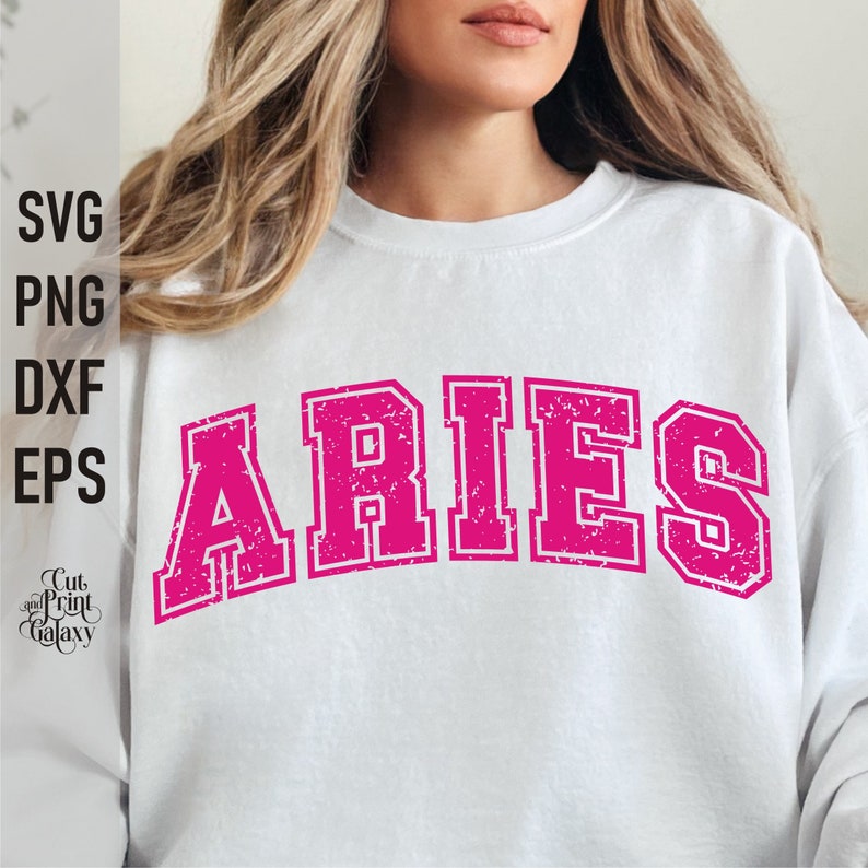 Aries Svg Png Sublimation, Varsity Font Svg, Aries Zodiac Svg ...