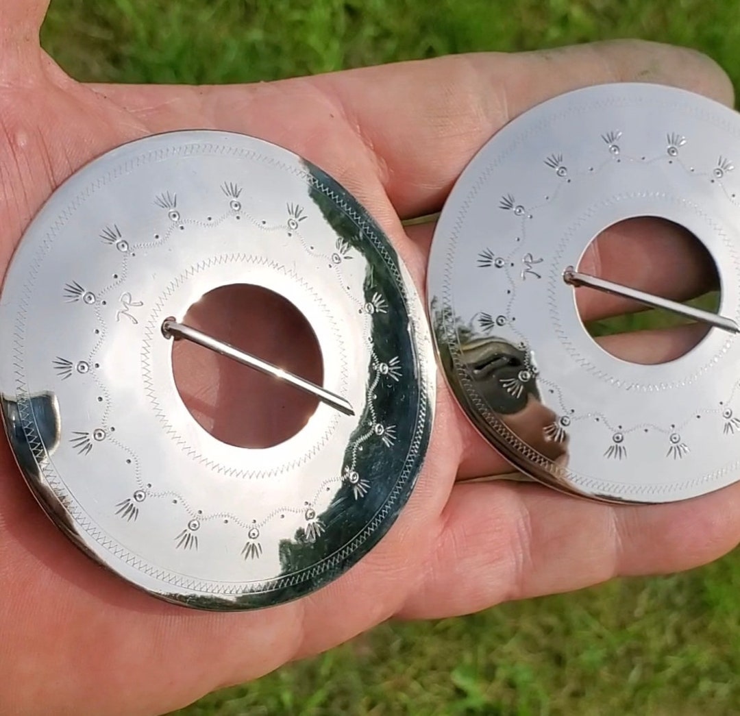 3 Inch German Silver Brooch With Ribbon Work Engraving. My Makers Mark ...