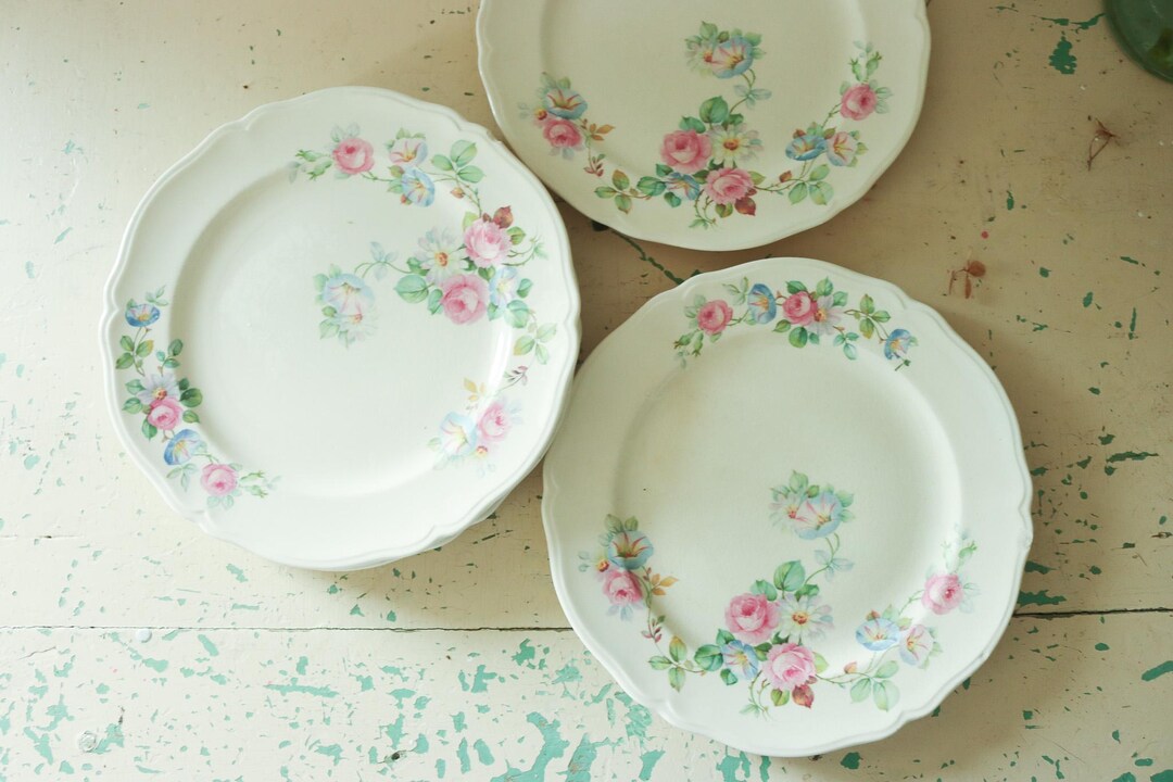 Crazed & Chipped Antique China Plates Edwin Knowles USA - Etsy