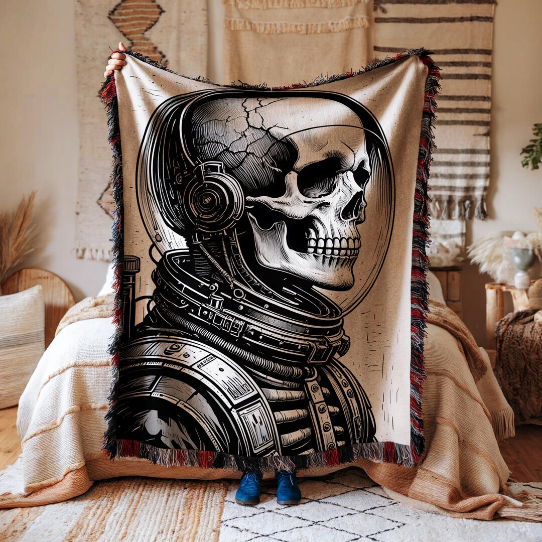 Blanket Skull Astronaut Cosmic Space Sci Fi Halloween Galaxy Skull in ...