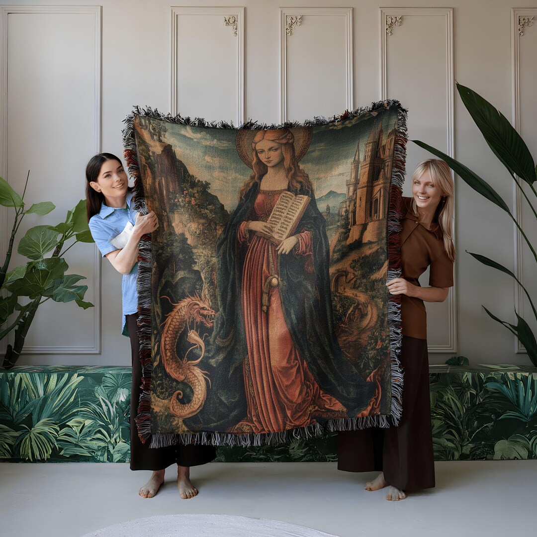 Blanket Medieval Tapestry Throw Renaissance Dragon Decor Cozy Quilt ...
