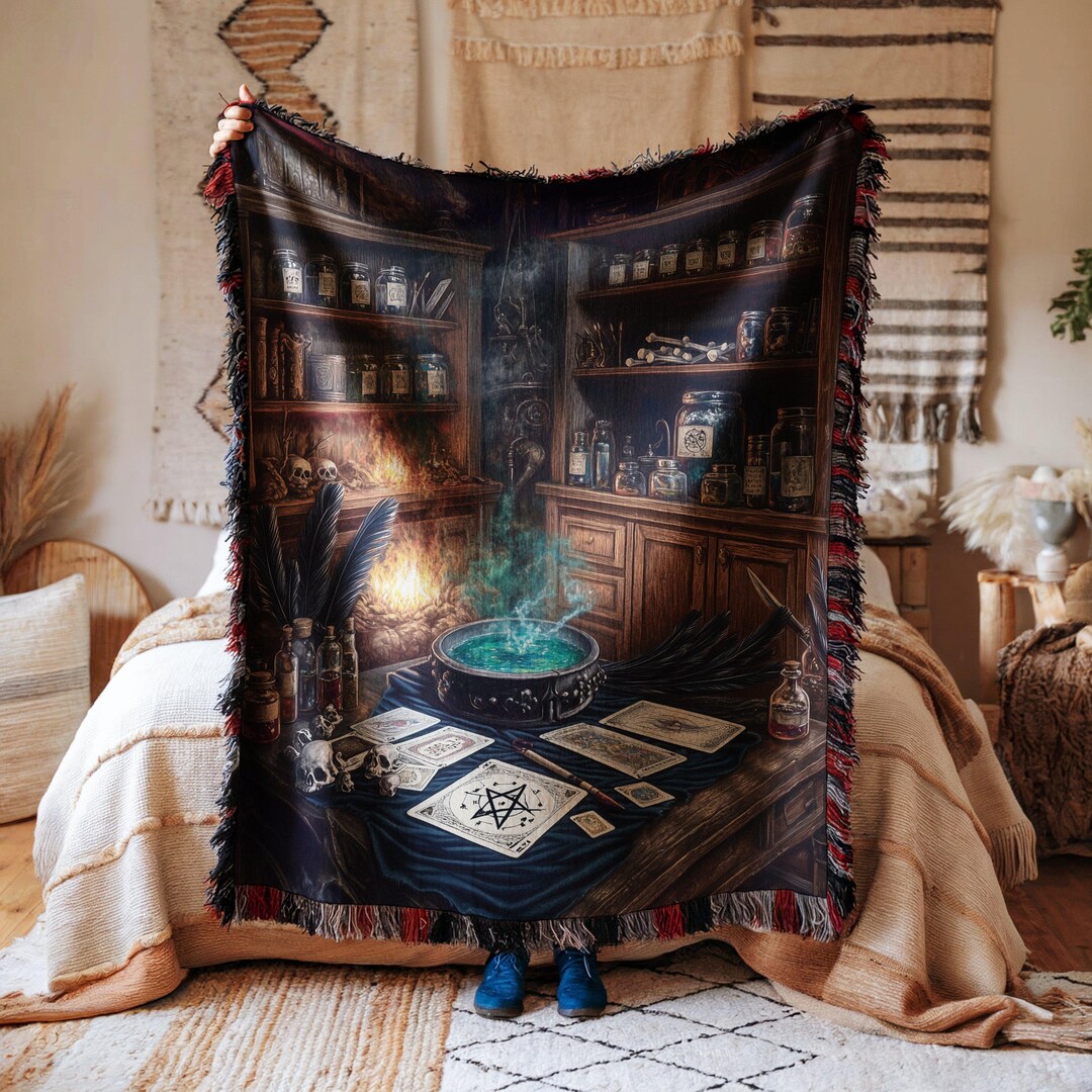 Blanket Occult Witchcraft Mystical Alchemy Dark Sorcery Gothic Decor ...