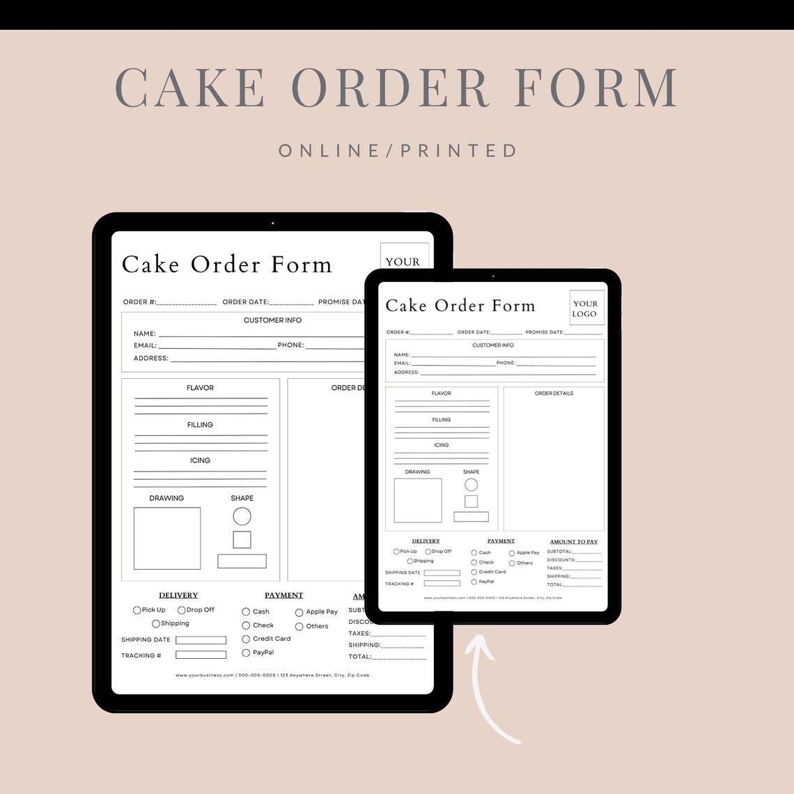 Cake Order Form | Printable Bakery Order Form | Small Business Template ...