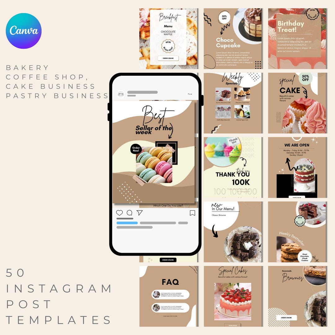 Bakery Instagram Post Templates | Canva Social Media Kit for Home ...