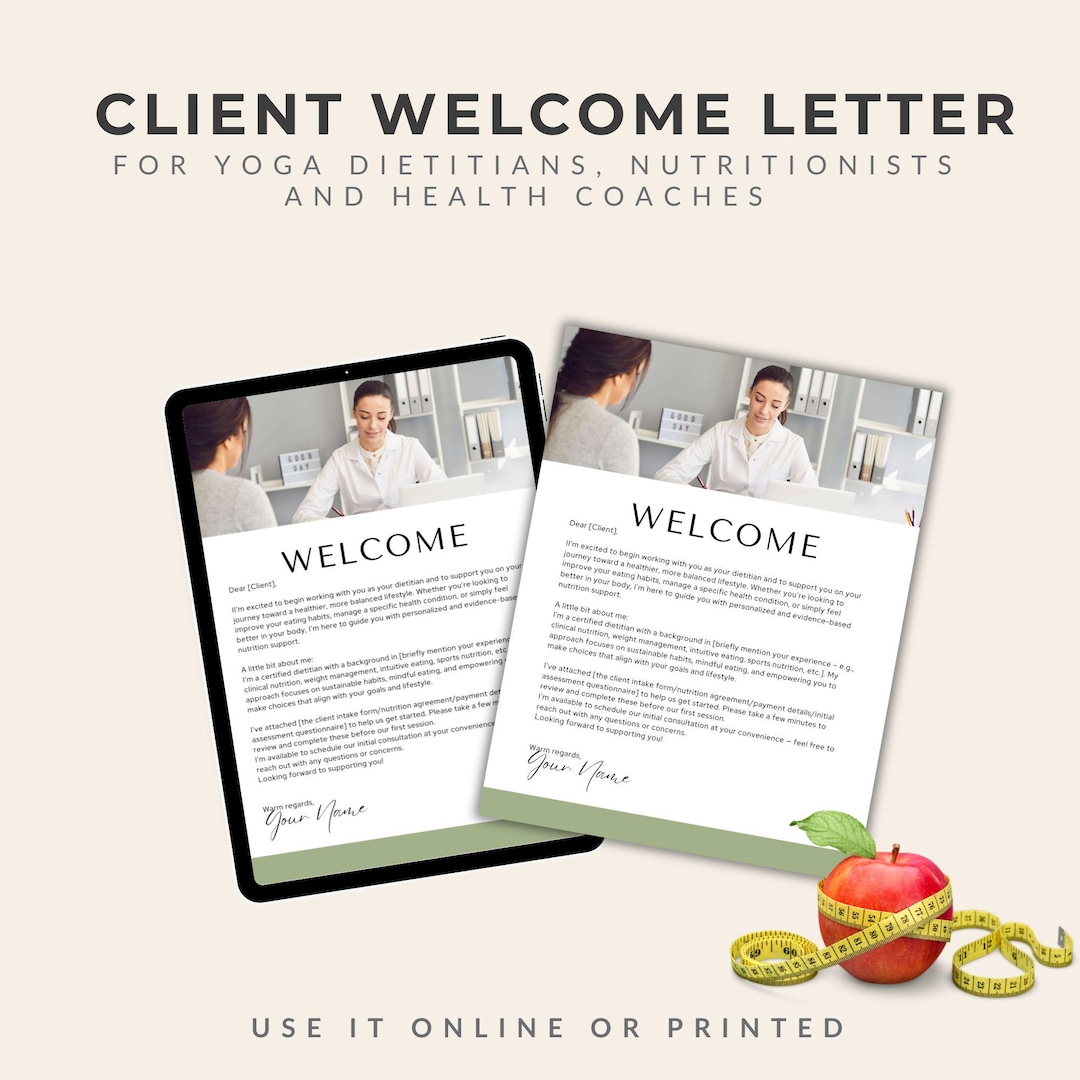 Editable Dietitian Client Welcome Letter Template (PDF) - Etsy