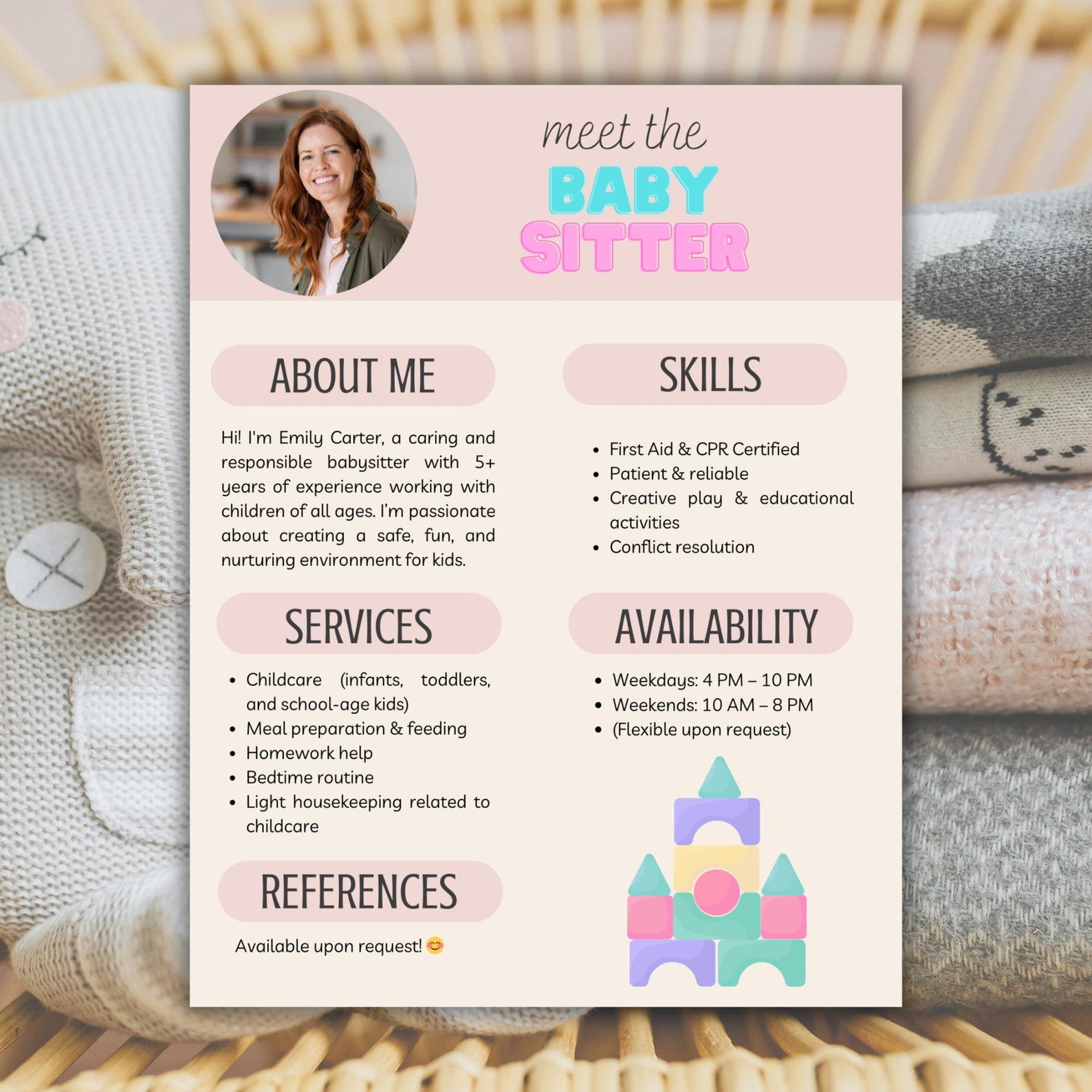 Editable Babysitter Flyer Template | Printable Babysitting Services Ad ...