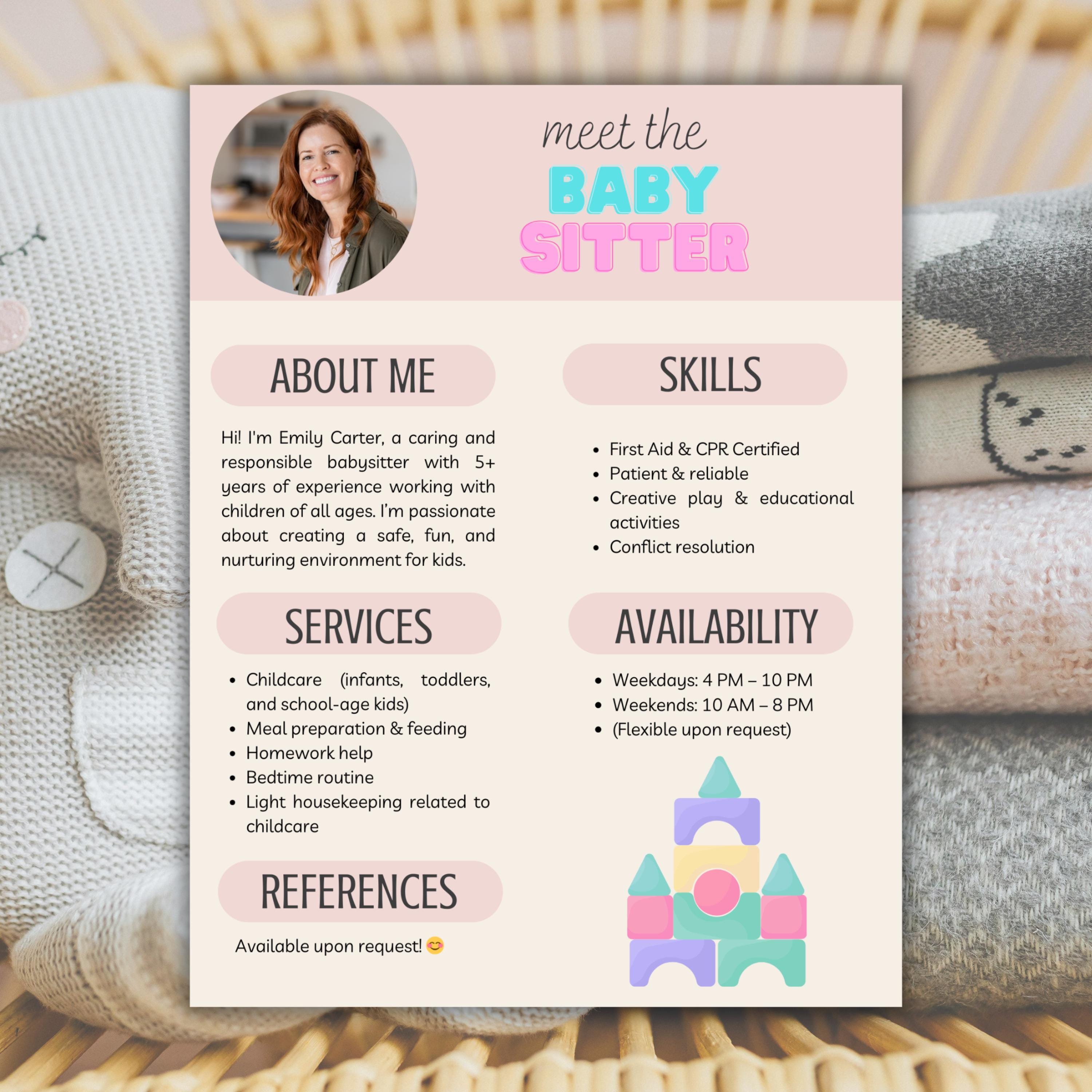 Editable Babysitter Flyer Template | Printable Babysitting Services Ad ...
