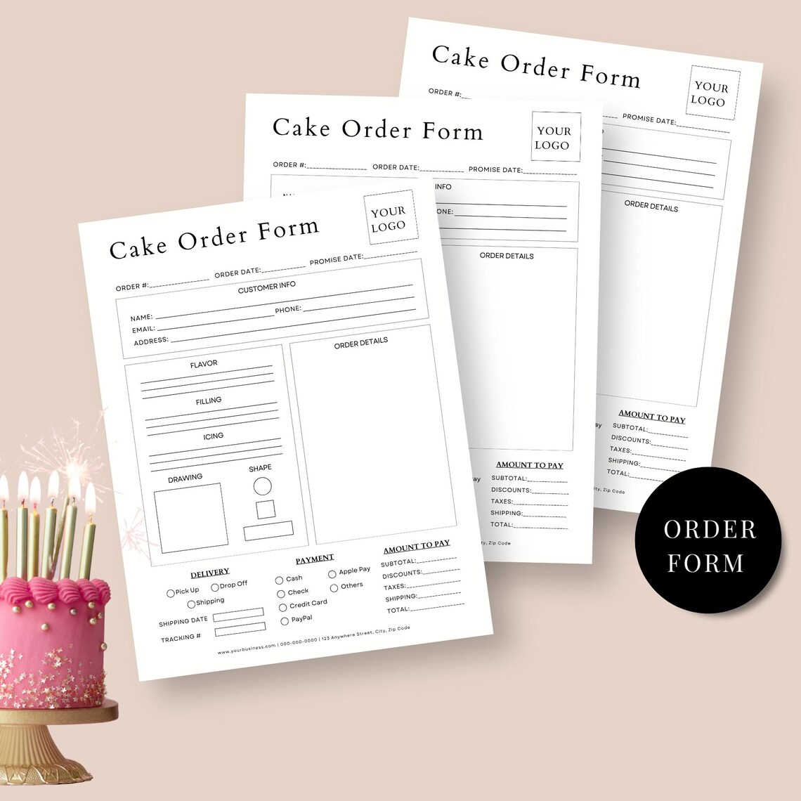 Printable Cake Order Form: Bakery Business Template (PDF & Canva) - Etsy