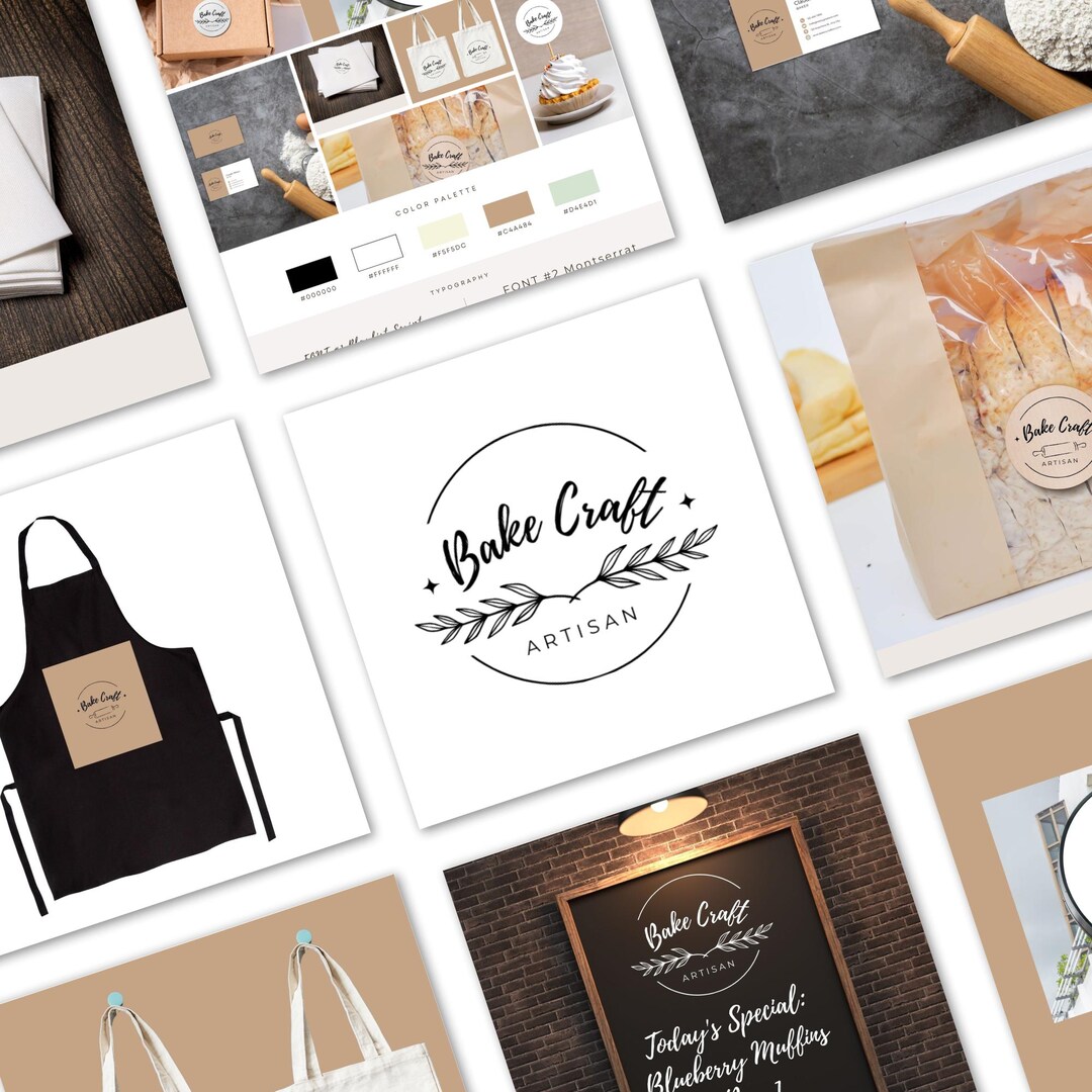 Custom Bakery Logo, Branding Kit, Premade Editable Canva Logo Template ...