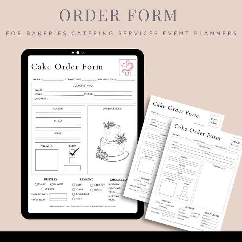 Printable Cake Order Form: Bakery Business Template (PDF & Canva) - Etsy
