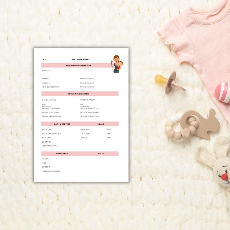 Printable Babysitter Checklist | Editable Childcare Template for ...