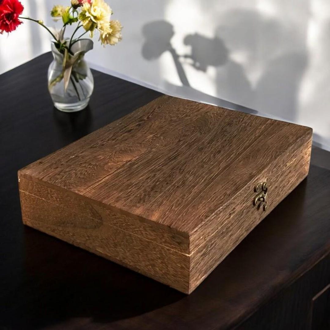 Vintage Lockable Wooden Storage Box – Ideal for Home Office ...