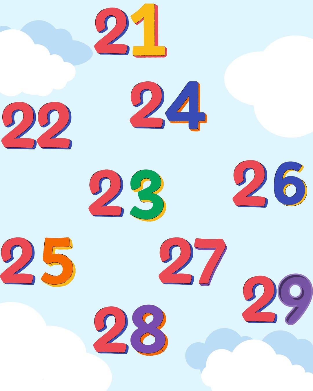 Digital Kids Activities Numbers Numbers From 20 to 30 Primary School ...
