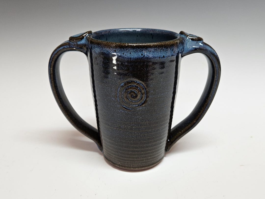 Rustic Blue Two-handled Tall Mug, Adaptive Pottery - Etsy