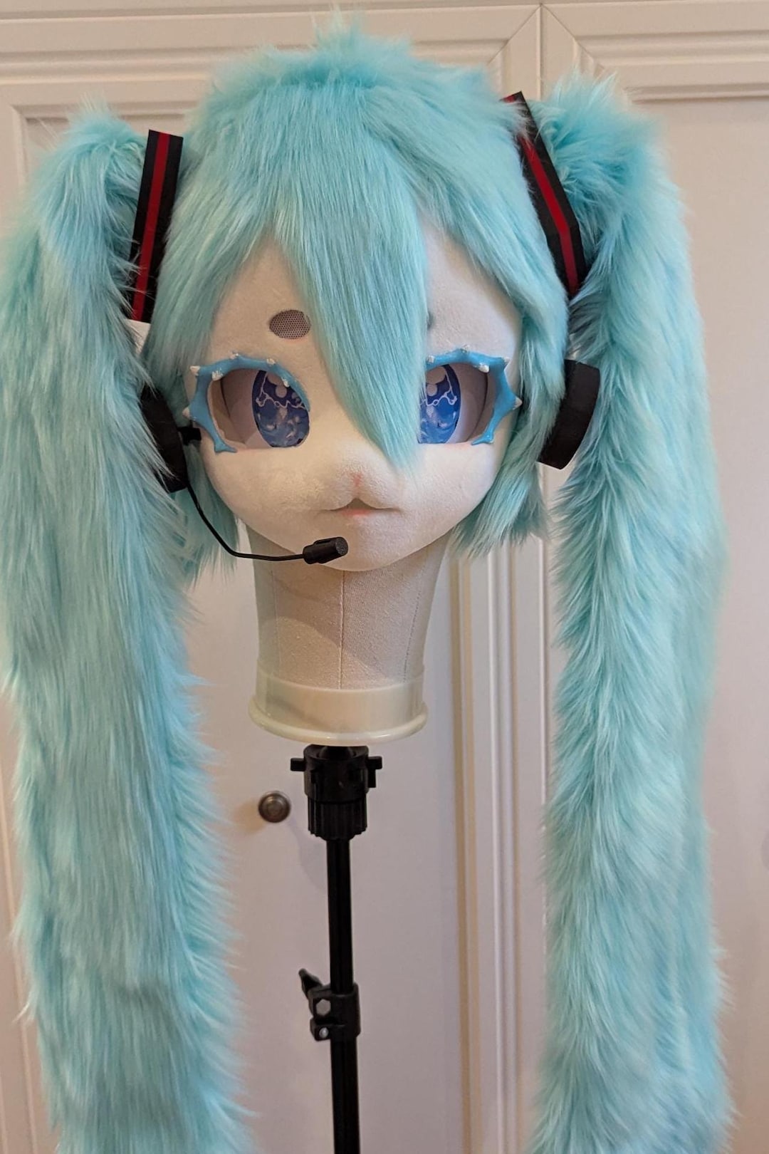 Handmade Miku Furry Fursuit Head With Removable Pigtails - Etsy