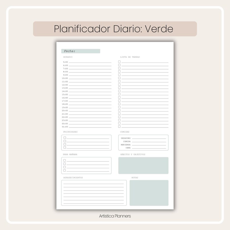 Planificador Diario Español / Plantillas Imprimibles / Organizador ...