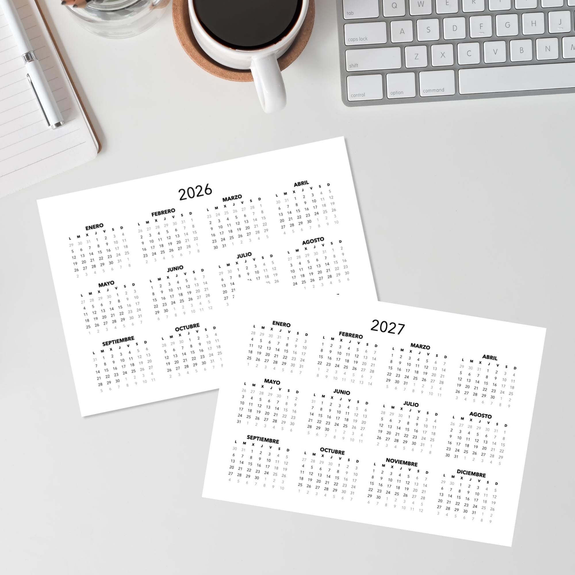 SPANISH 2026-2030 Calendars: Year at a Glance. Monday-sunday Start. A4 ...
