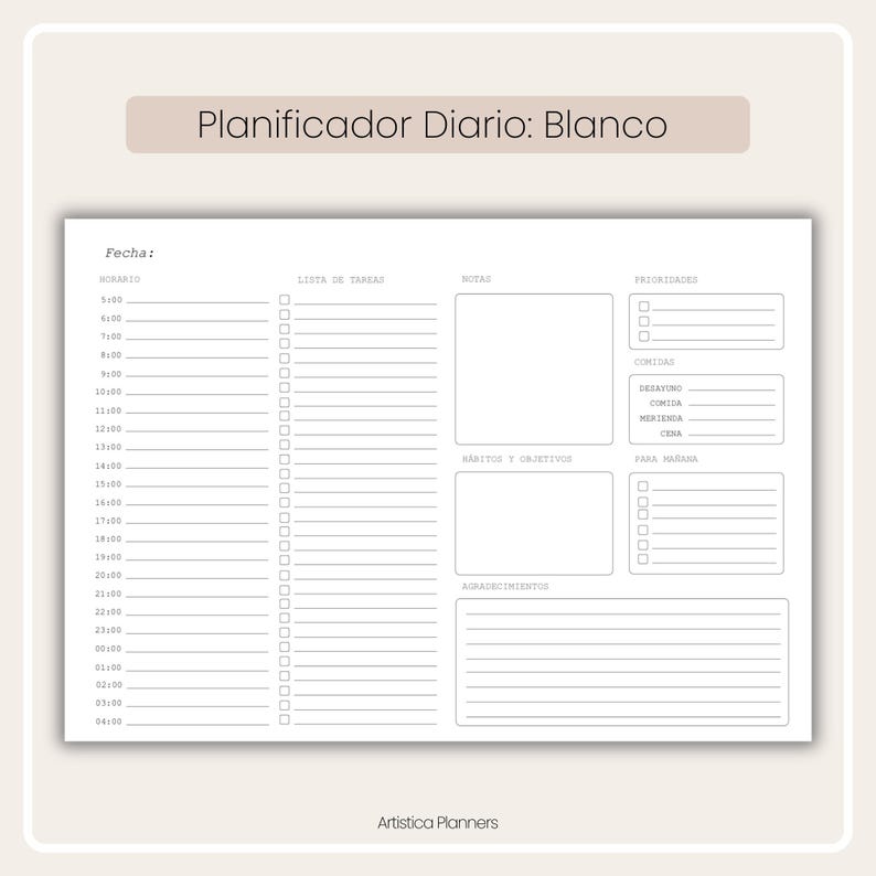 Planificador Diario Español | Plantillas Imprimibles | Organizador ...