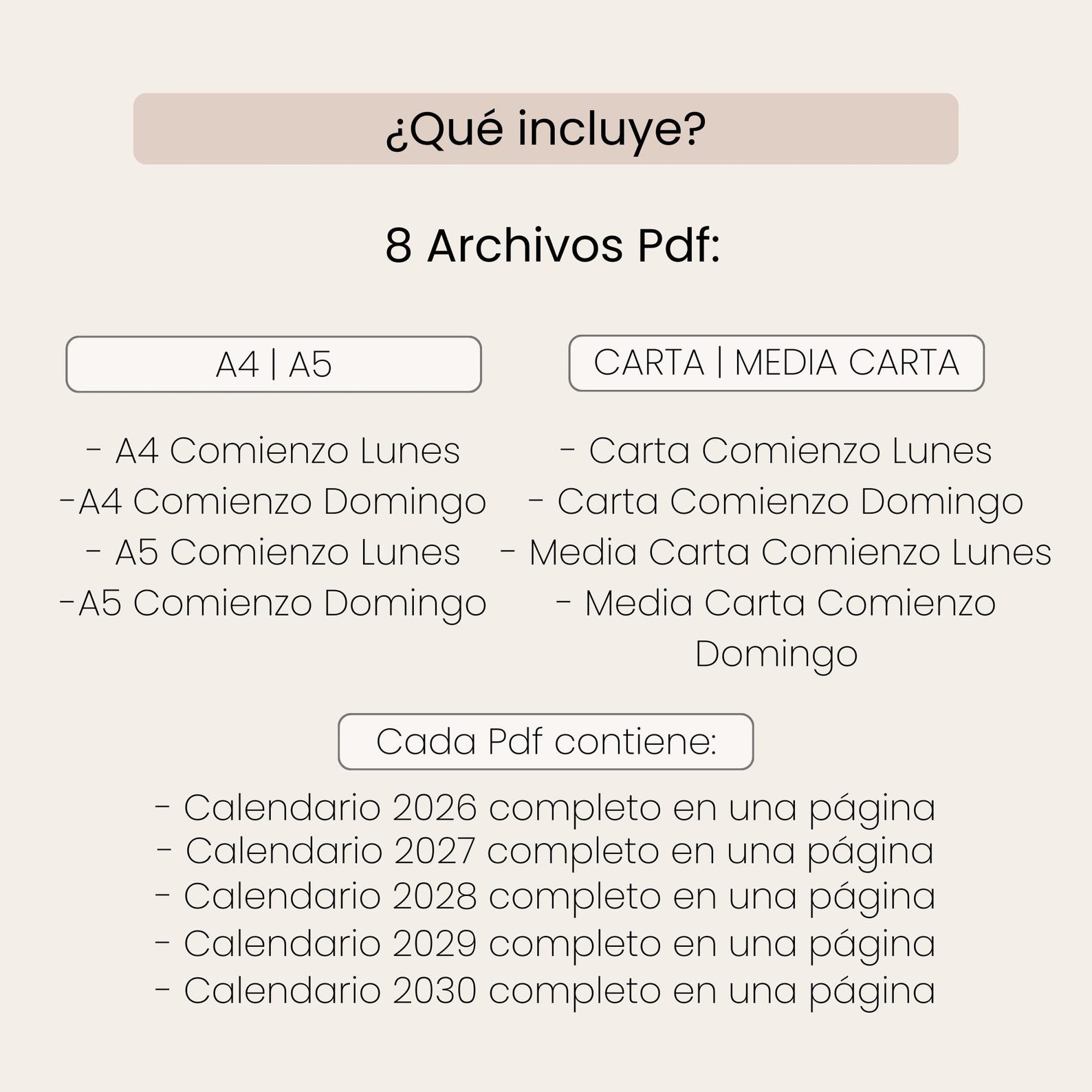 SPANISH 2026-2030 Calendars: Year at a Glance. Monday-sunday Start. A4 ...
