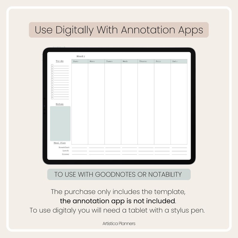 Weekly Planner Printable Landscape | Personal Planner Digital Template ...