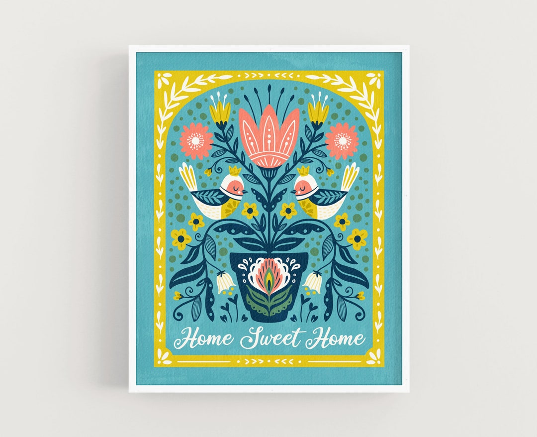 Home Sweet Home - Bird Art Print - Etsy