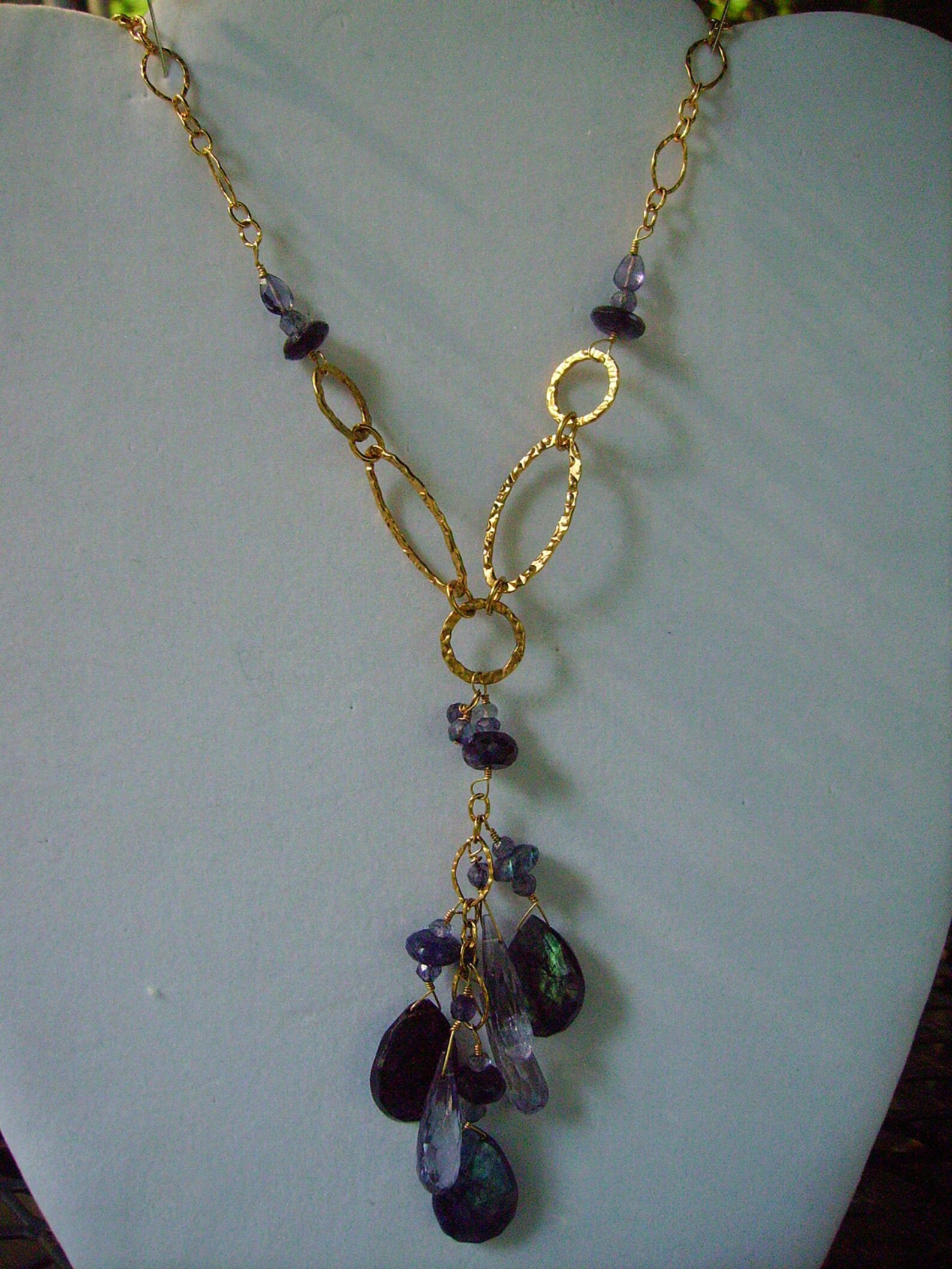 Spectrolite Blue Fire Large Briolette Gold Filled Necklace - Etsy