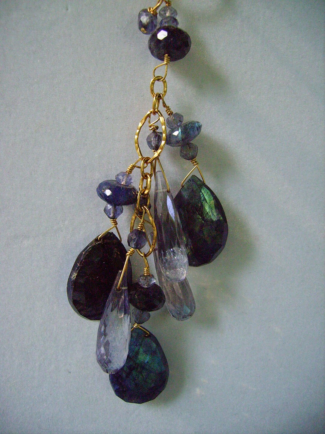 Spectrolite Blue Fire Large Briolette Gold Filled Necklace - Etsy