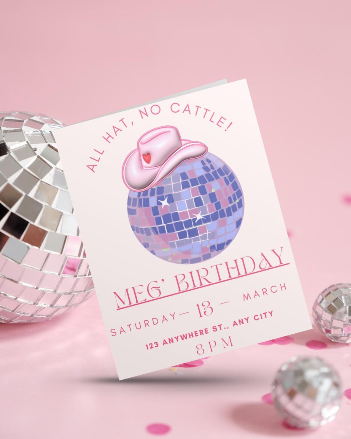 Disco Cowboy Birthday Invitation/ Western Disco Birthday Party/ Digital ...