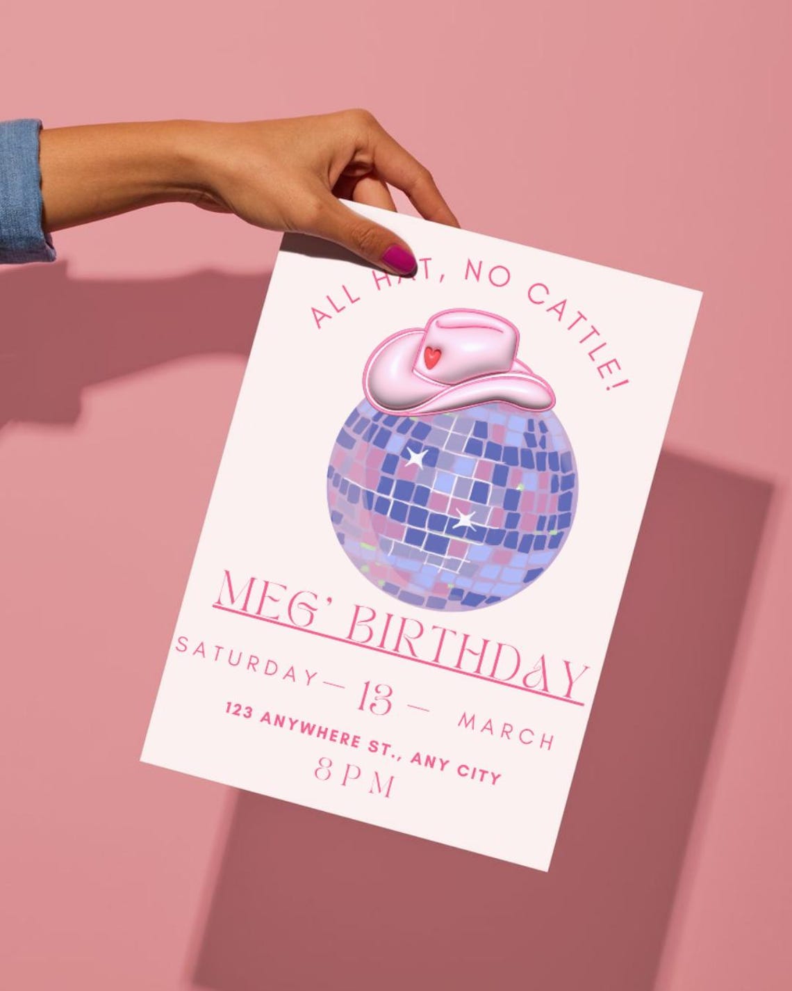 Disco Cowboy Birthday Invitation/ Western Disco Birthday Party/ Digital ...