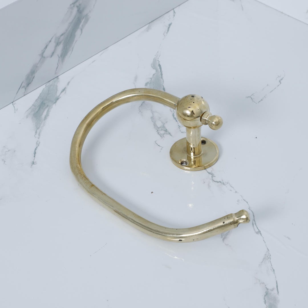Vintage Brass Towel Ring | Wall Mounted Gold Bathroom Decor - Etsy