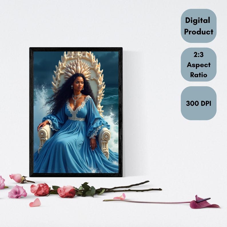 Sea Goddess - Yemaya Inspired Digital Art - Iemanja - Woman on a Shell ...