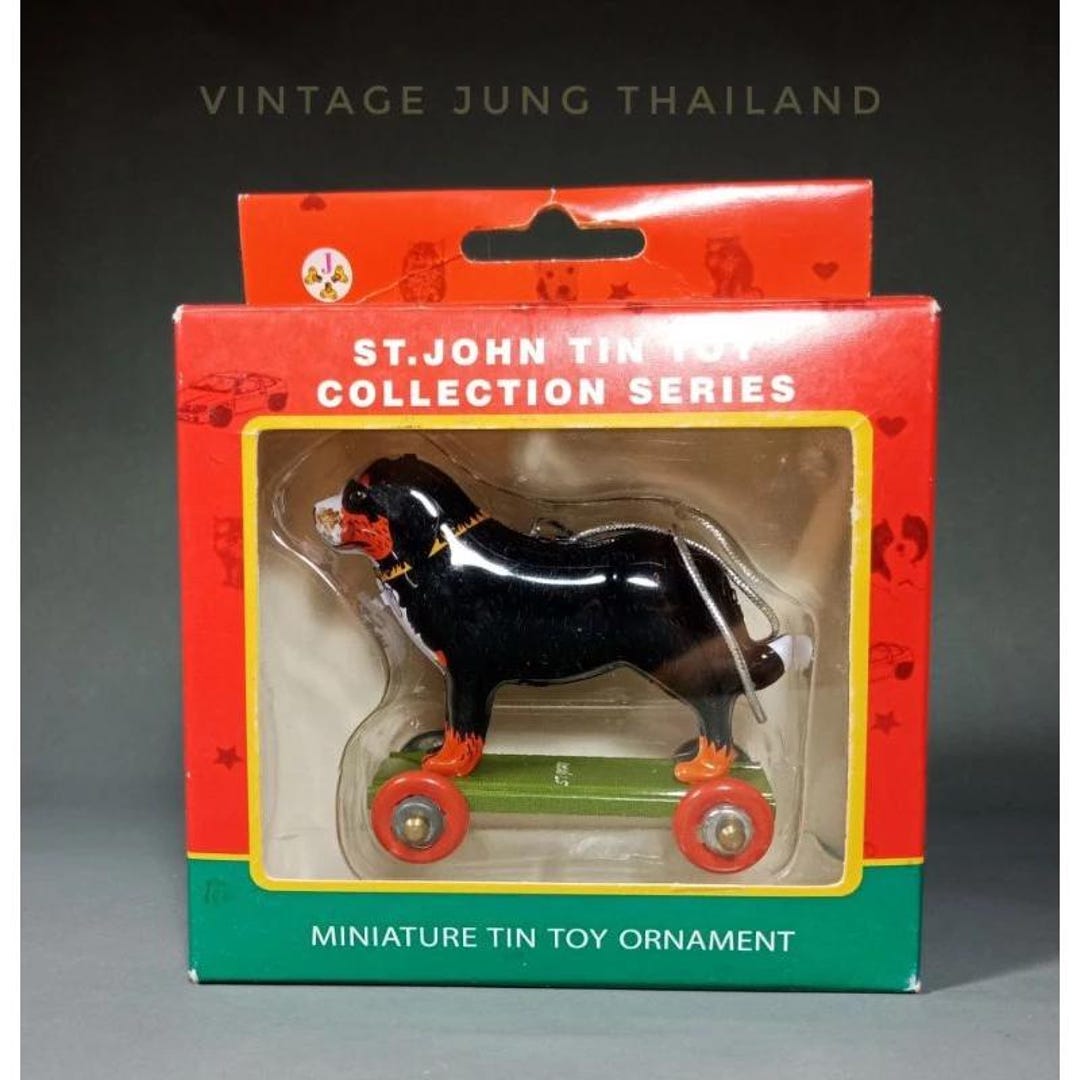 Vintage ST. John Tin Toy Dog: Collectible Metal Ornament in Original ...