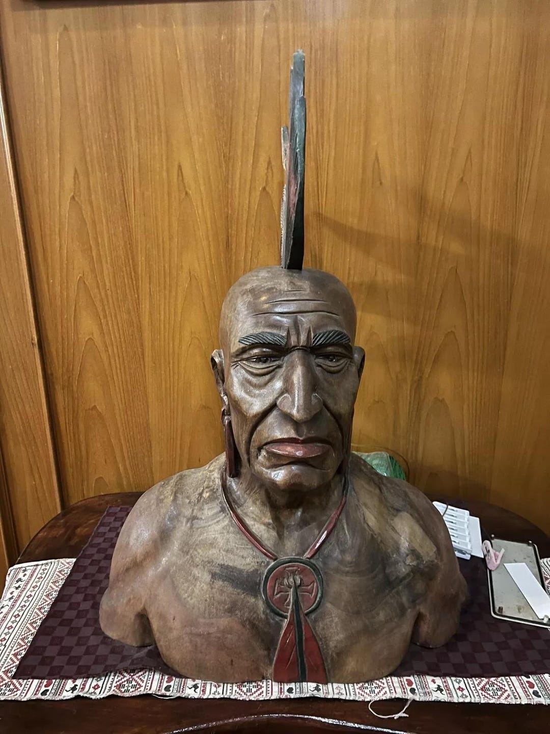 Vintage Life-size Native American Indian Mohawk Wooden Sculpture 1991 ...