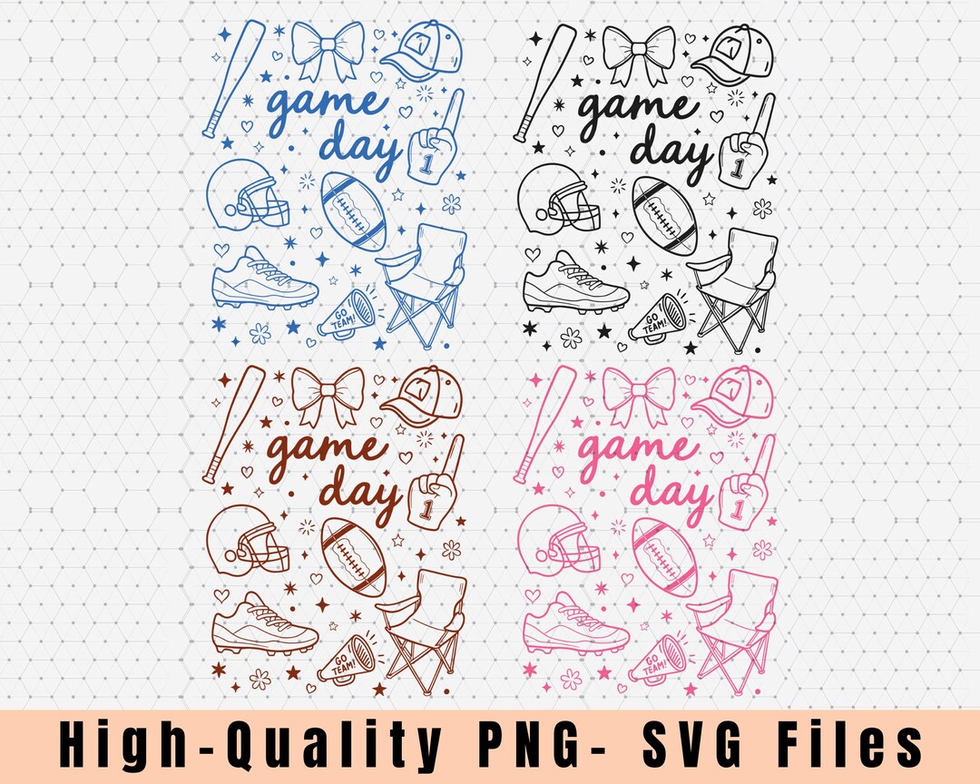 Football Doodle PNG: Game Day Design, Coquette Preppy Style (digital ...