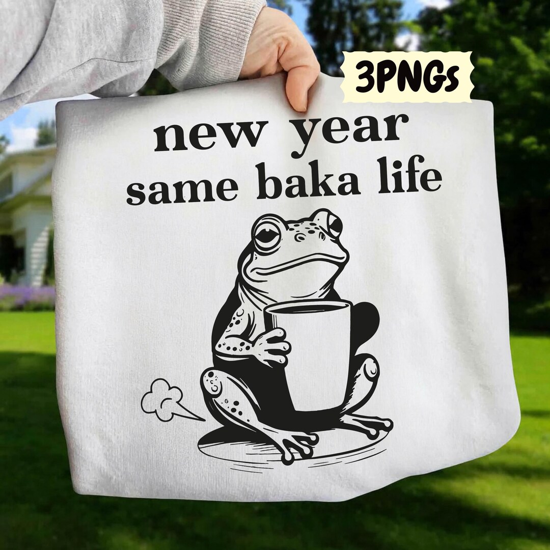 New Year Same Baka Life PNG, Funny Frog Png, Funny Coffee Meme, Retro ...