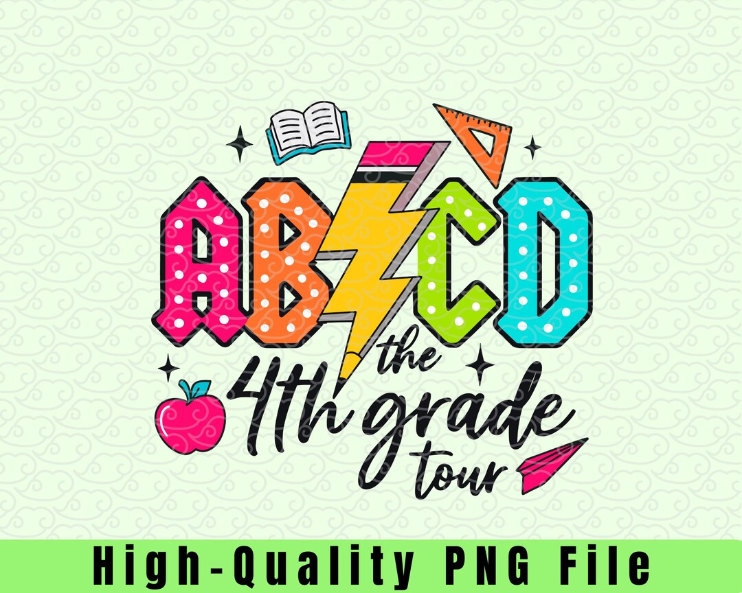 ABCD the 4th Grade Tour Pencil Lightning Rock PNG, Sublimation Design ...