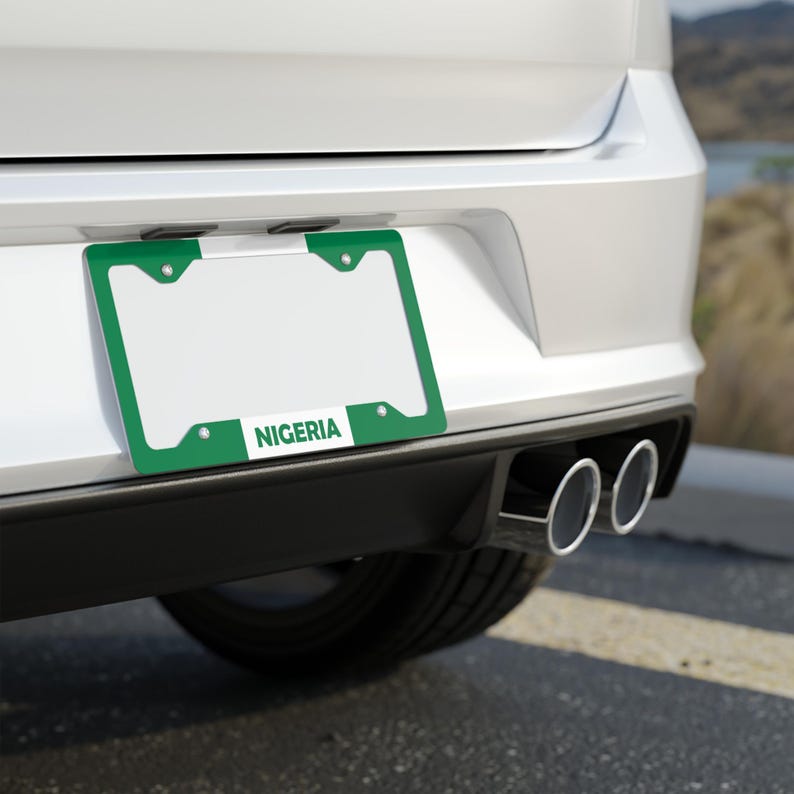 Nigeria Flag License Plate Frame, Nigerian Car Accessory, African Pride ...