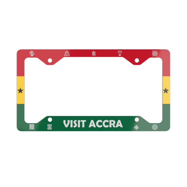 Ghanaian Flag With Adinkra Symbols Visit Accra Metal License Plate ...