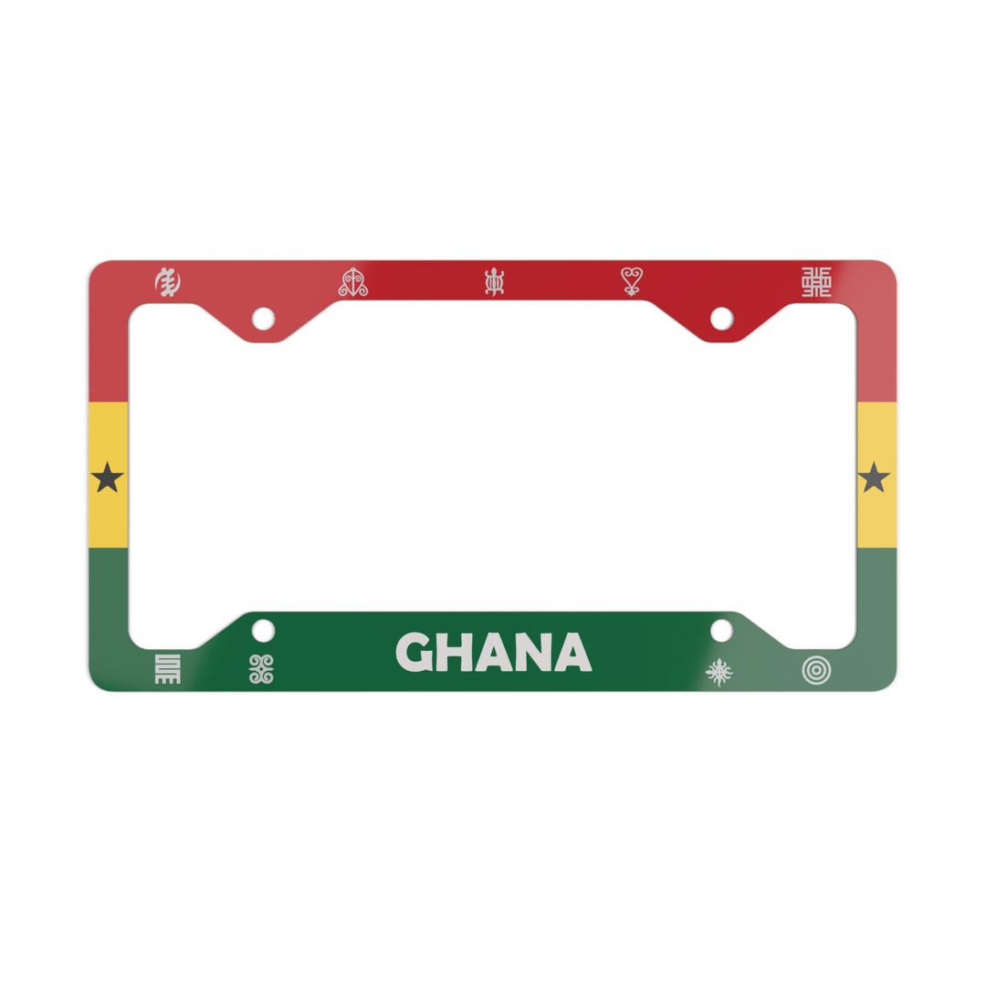 Ghana Flag With Adinkra Symbols Metal License Plate Frame - Etsy